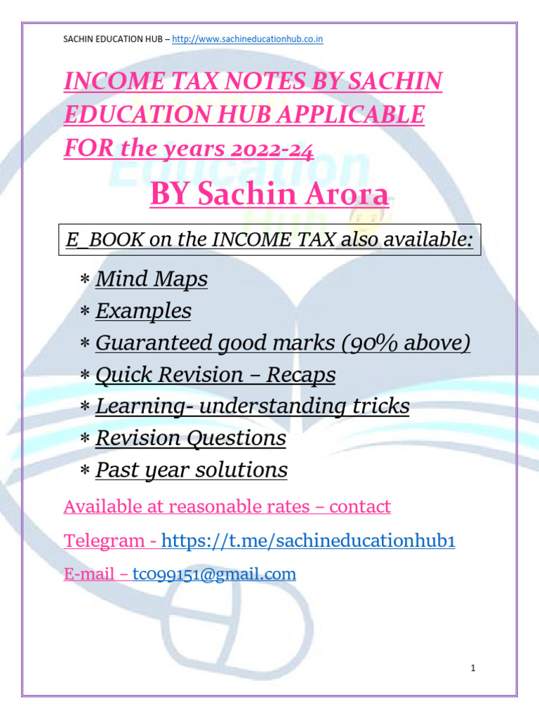 Income Tax Notes | PDF | Income Tax | Taxes