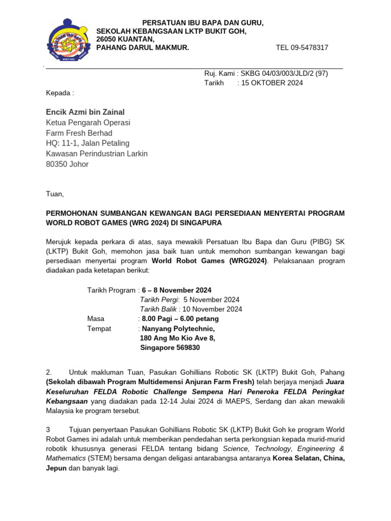 Surat Pibg SKBG - Farm Fresh 97 | PDF