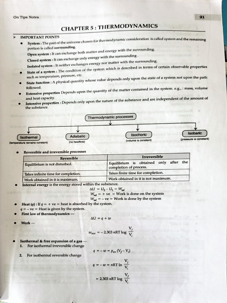 Thermodynamics Keypoints | PDF | Heat | Enthalpy