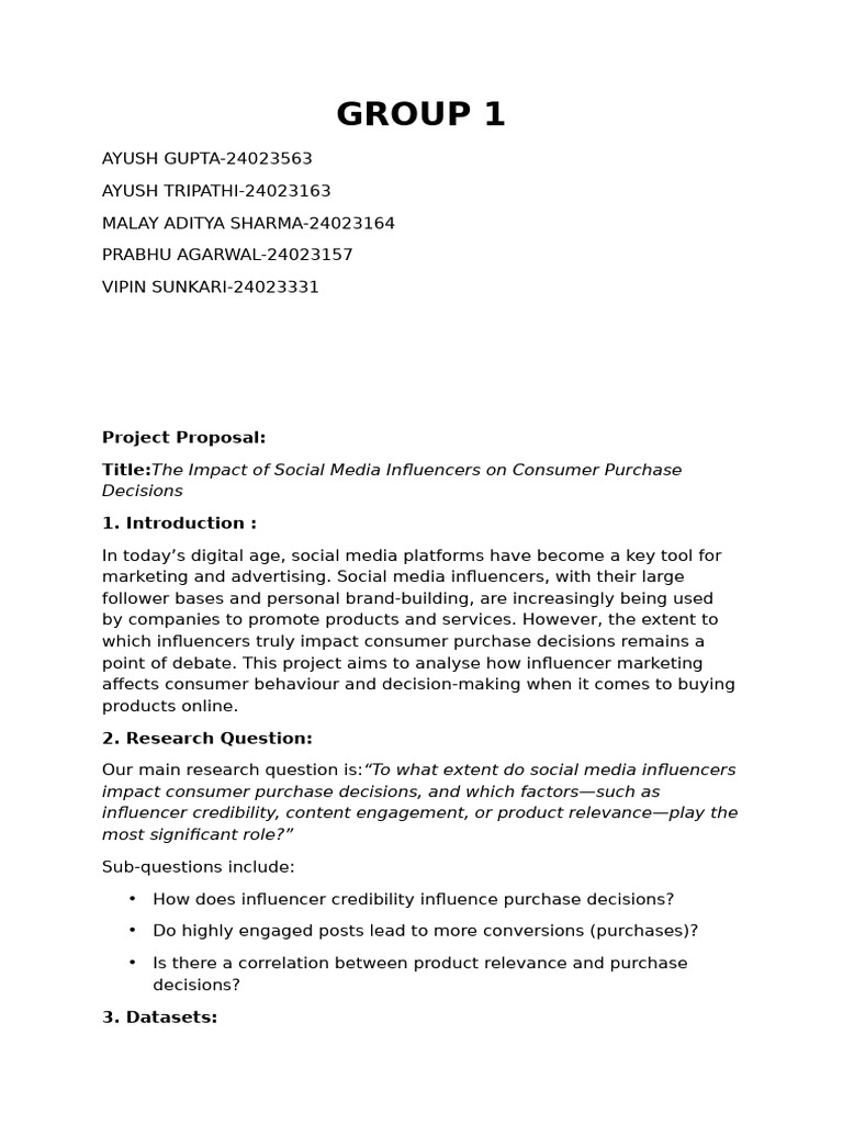 GROUP 1 Project Proposal BUSINESS STATS 22-10-2024 | PDF | Statistics ...