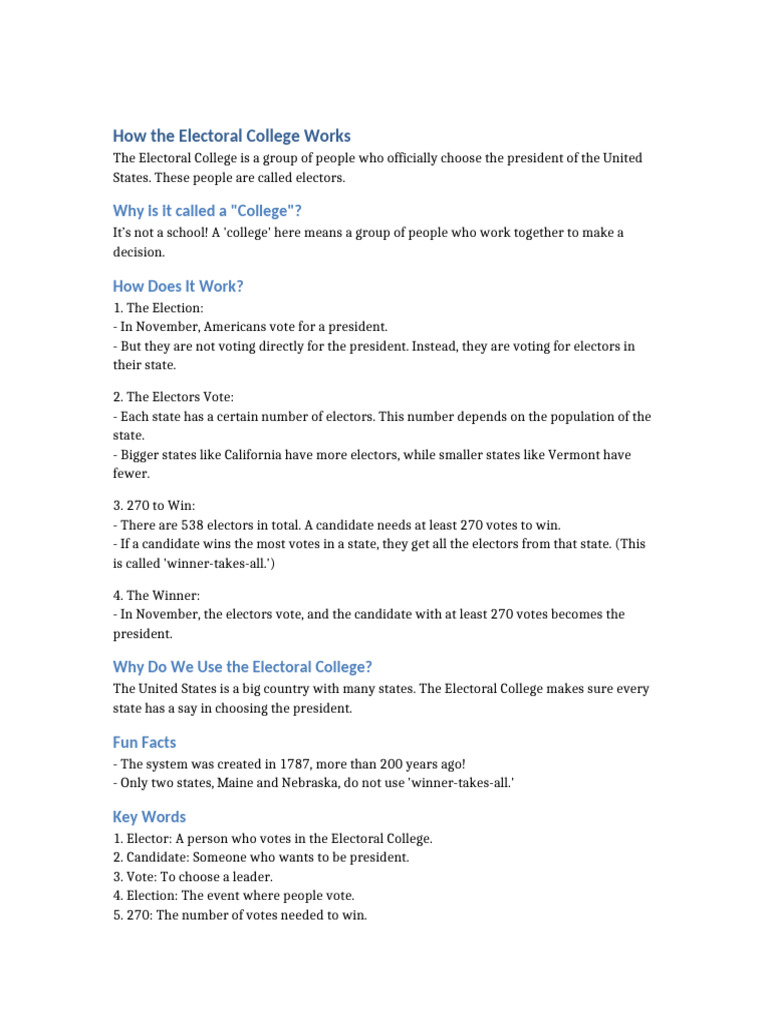 How The Electoral College Works | PDF | Politics