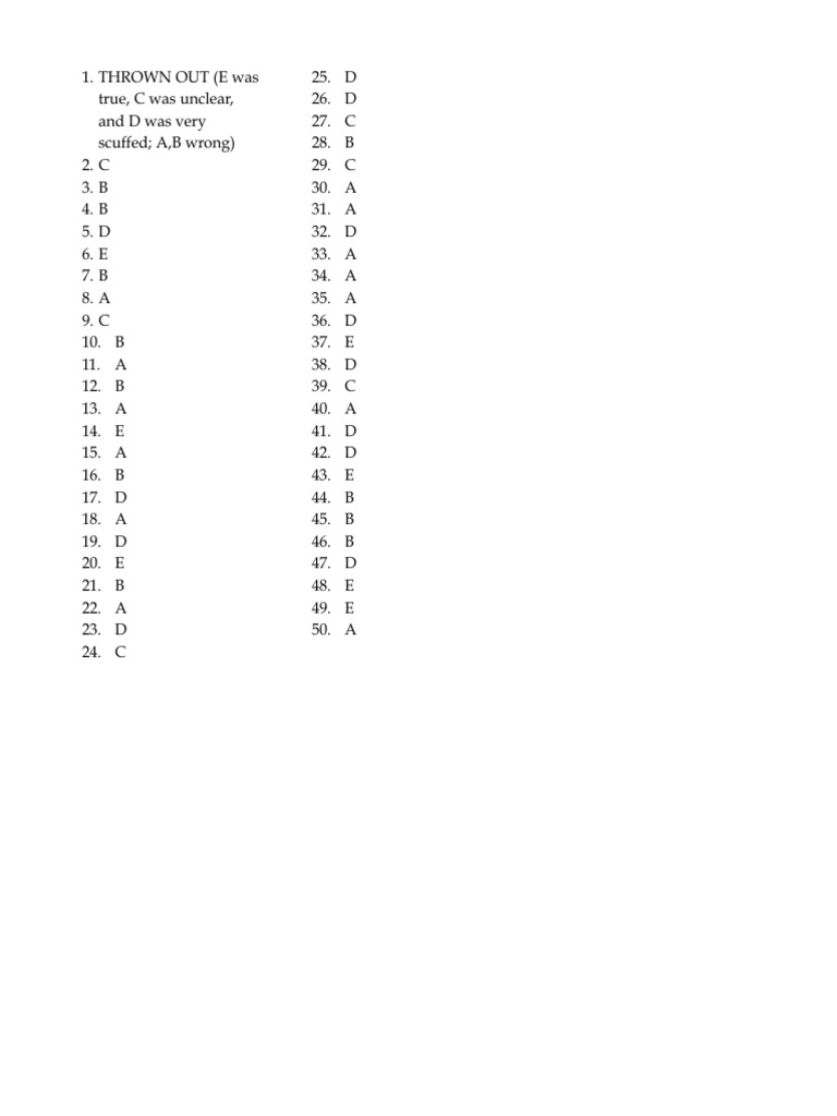 2021 BODS Mock Opens Answer Key - Google Docs | PDF