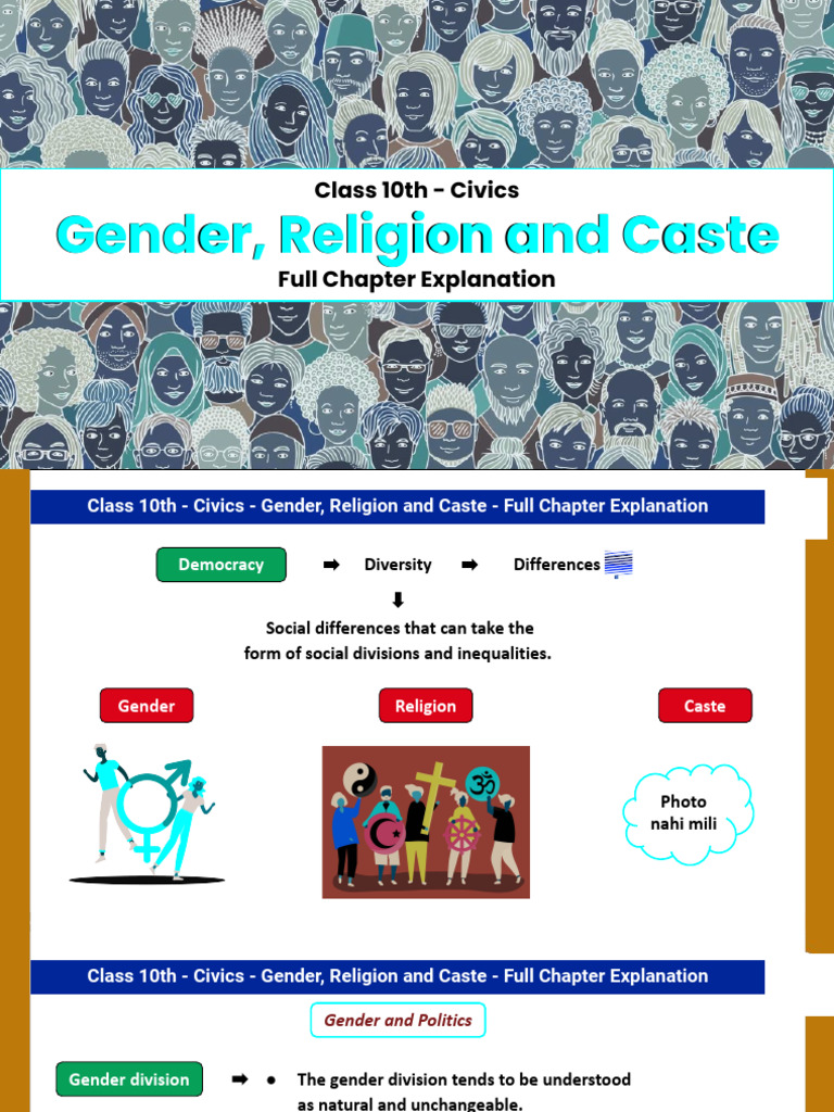 Class 10th Civics Ch. 3 Gender... Notes | PDF | Woman | Caste