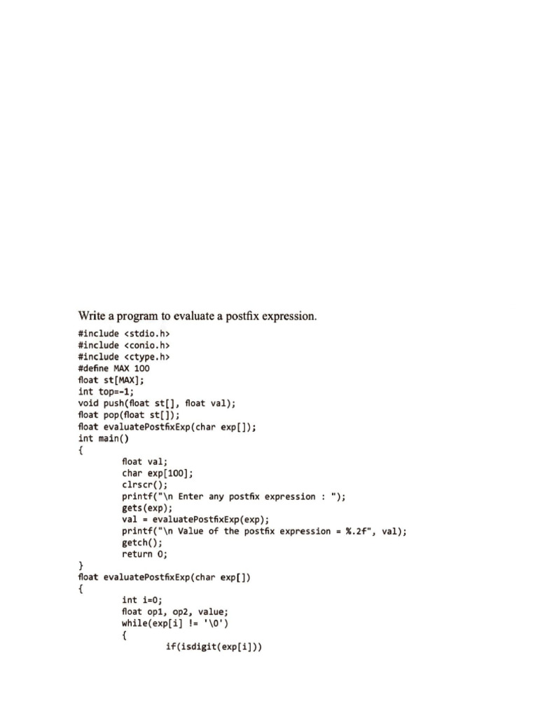 Programming On Postfix & Infix To Prefix | PDF