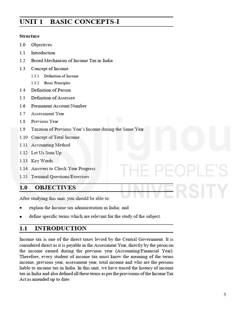 Unit-1 BASIC CONCEPTS OF INCOM TAX | PDF | Cost Of Living | Taxes