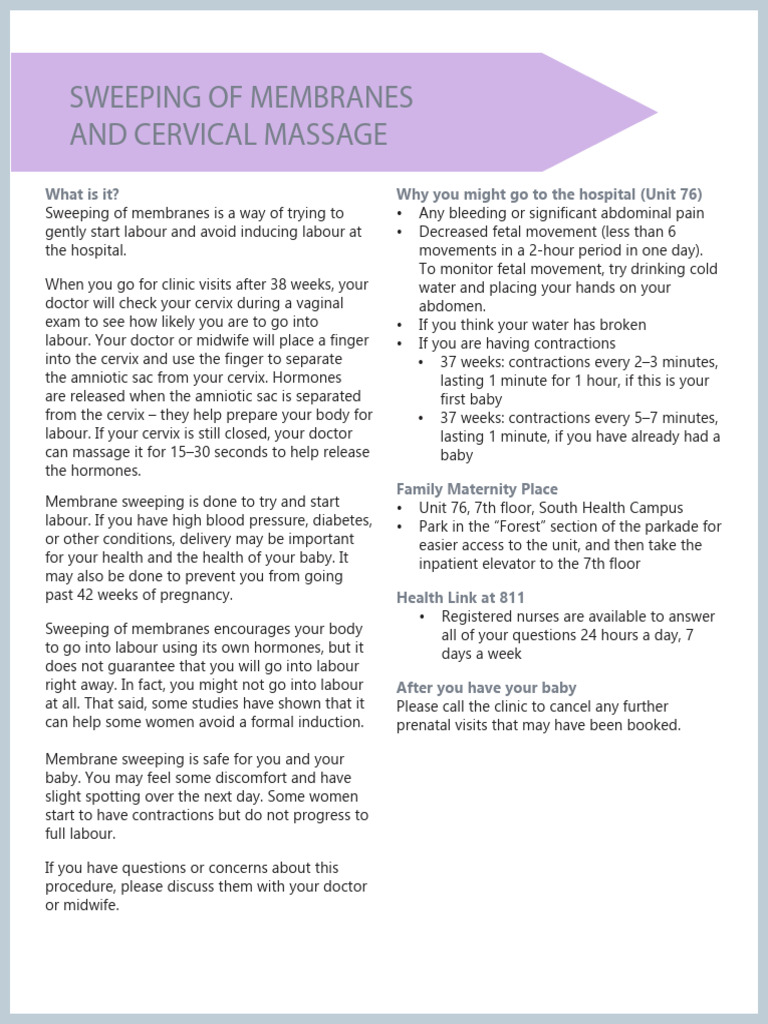 Sweeping of Membranes | PDF | Childbirth | Medical Specialties