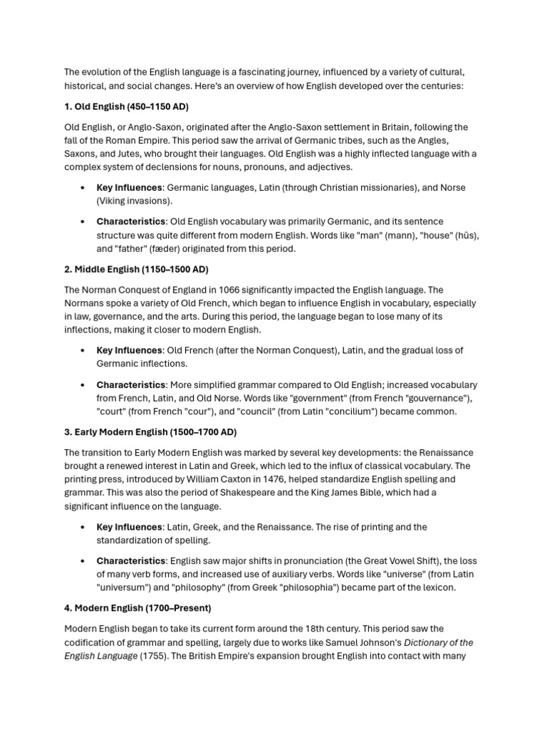 The Evolution of The English Language Is A Fascinating Journey | PDF ...