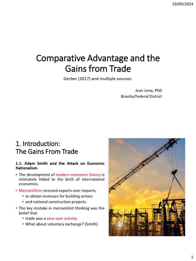 Slides Aula - Vantagem Comparativa e Ganhos Do Comércio. | PDF | Comparative Advantage | Economics