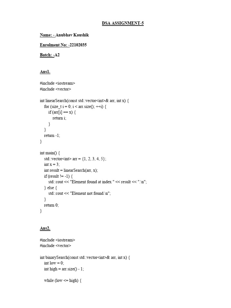 Anubhav Kaushik 22102035 Dsa Assignment 5 | PDF | Theoretical Computer Science | Computer ...