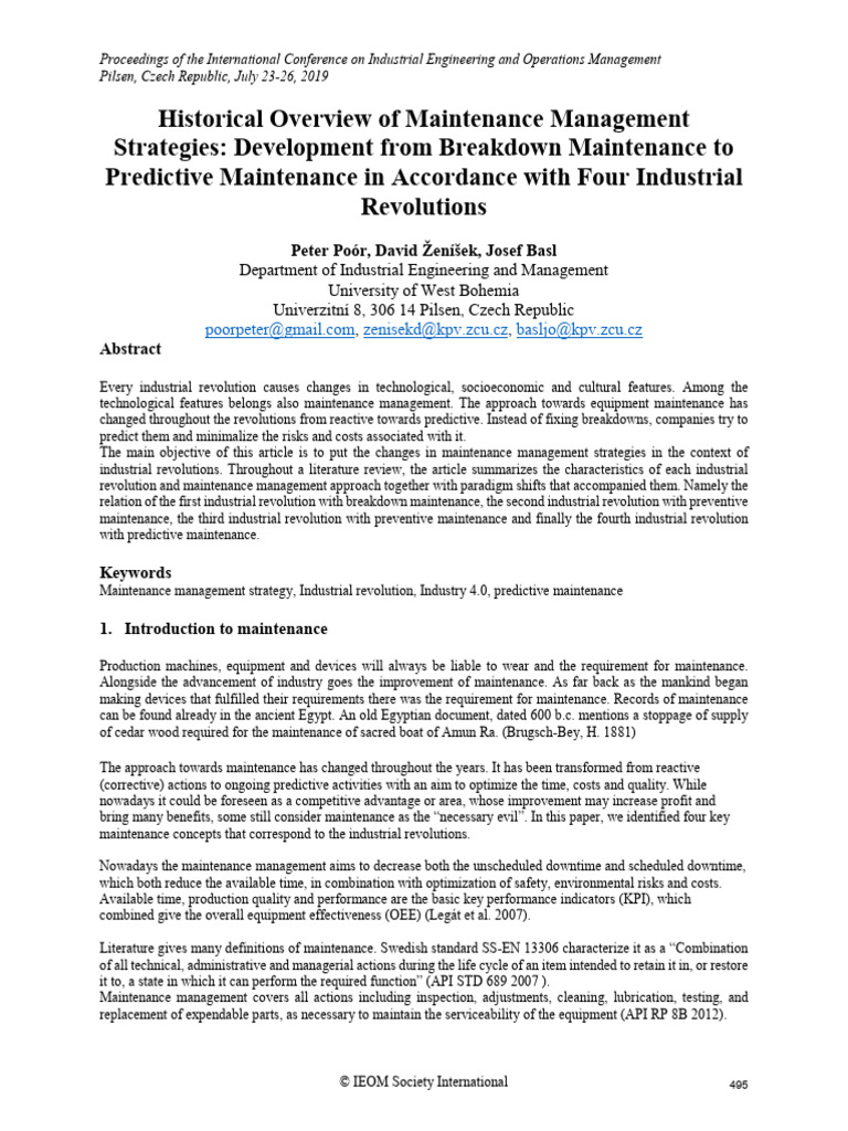Evolution of Maintenance Strategies | PDF | Automation | Reliability Engineering