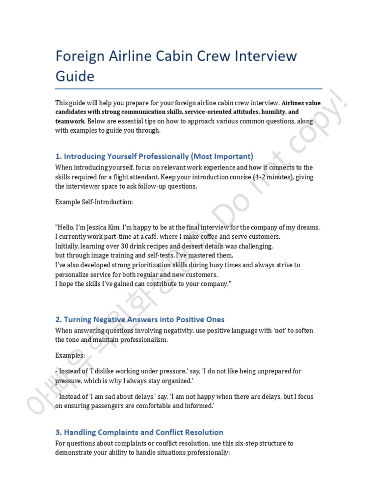 Cabin Crew Final Interview Guide | PDF | Leadership | Flight Attendant