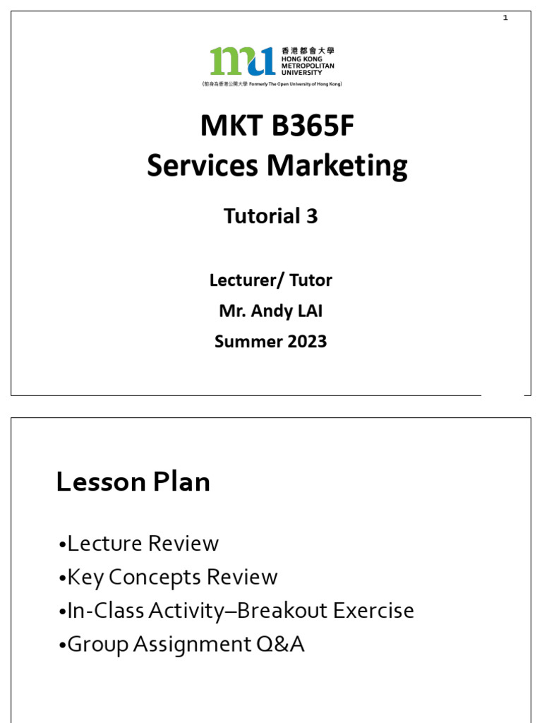 MKT B365F - 2023 - Summer - Tutorial 3 | PDF | Business