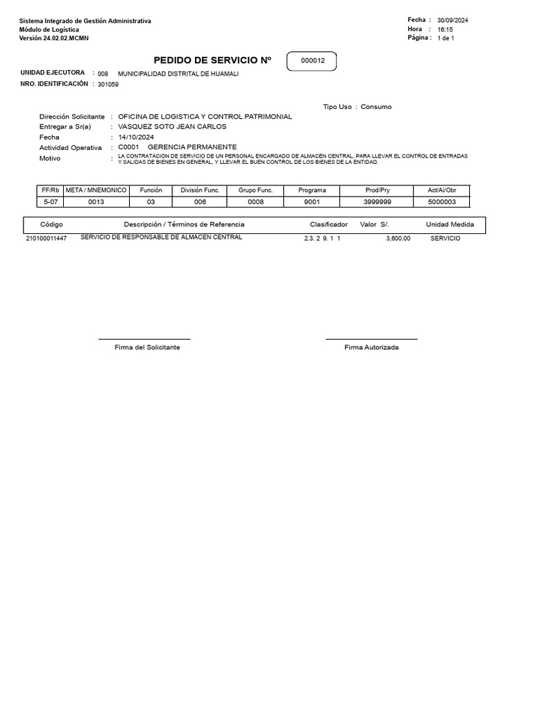 Pedido de Almac | PDF