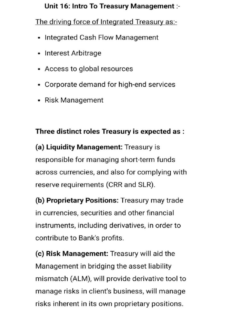 Unit-19 Introduction To Treasury Mamagement | PDF