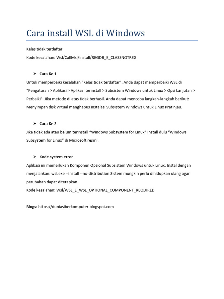 Panduan Instalasi WSL di Windows | PDF
