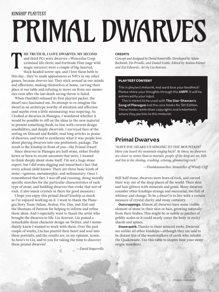 primal-dwarves | PDF | Dwarf (Dungeons & Dragons) | Copyright