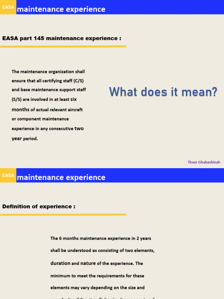 EASA 145 Maintenance Experience | PDF