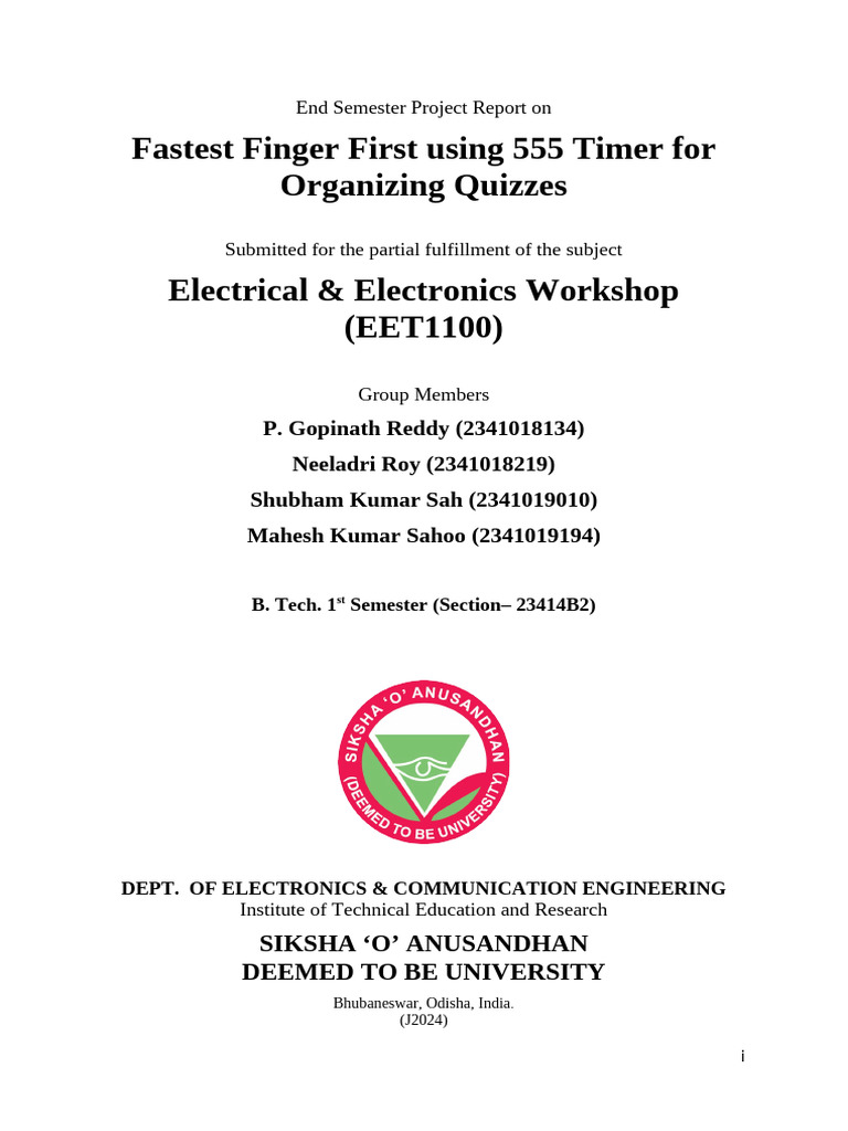 Fastest Finger First Quiz System Report | PDF | Electrical Circuits ...