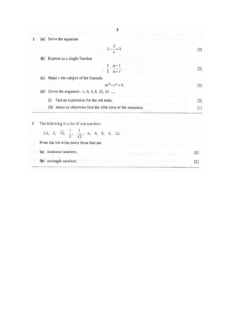 Maths P3 Form 4 | PDF