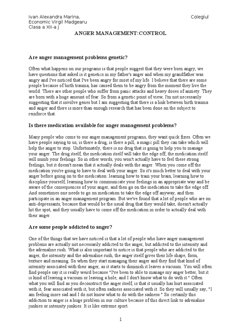 Anger Management | PDF | Anger | Self Esteem