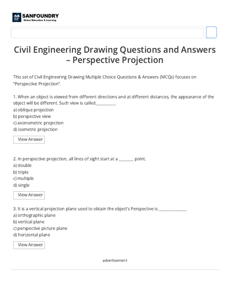 Perspective Projection Questions and Answers - Sanfoundry | PDF ...