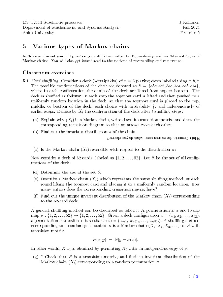Exercise 05 | PDF | Markov Chain | Mathematics