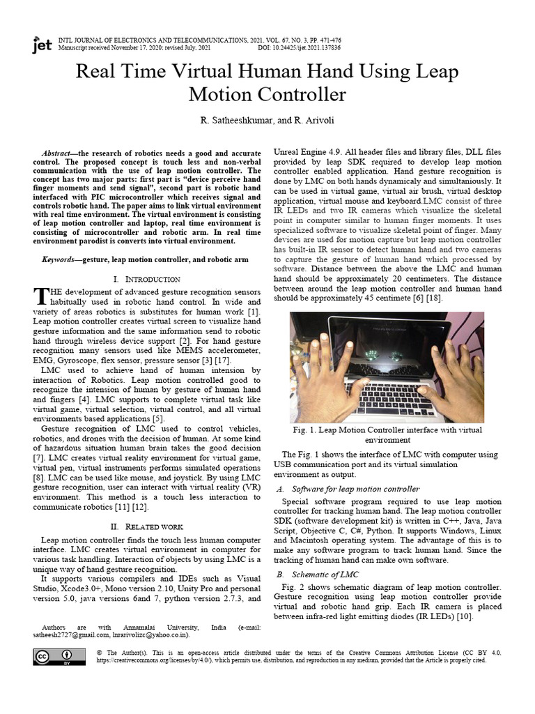 Real Time Virtual Human Hand Using | PDF | Robotics | Hand