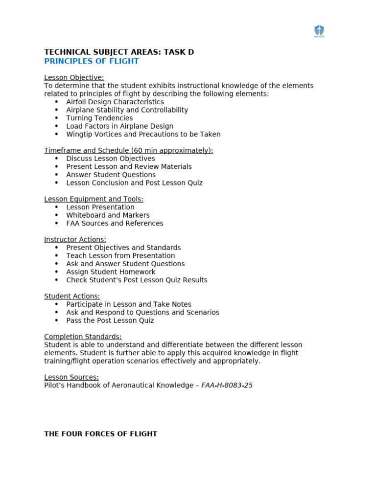 Task D - Principles of Flight CFI FAA Pilots . | PDF | Lift (Force ...