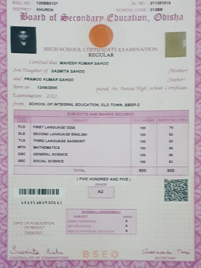 10th Certificate Low | PDF