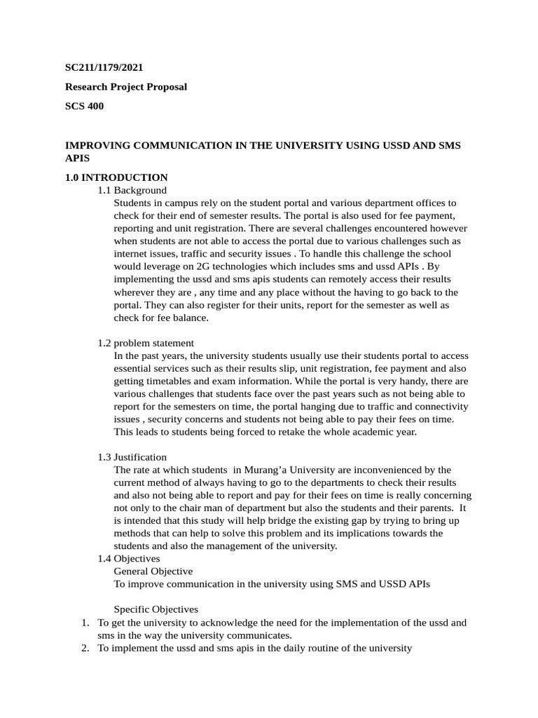 Scs 401 Research Project Proposal | PDF