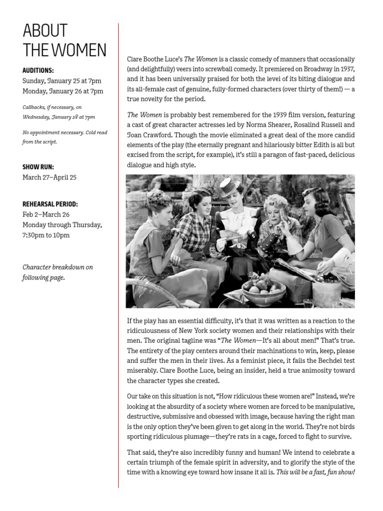 Auduition Notes The Women | PDF
