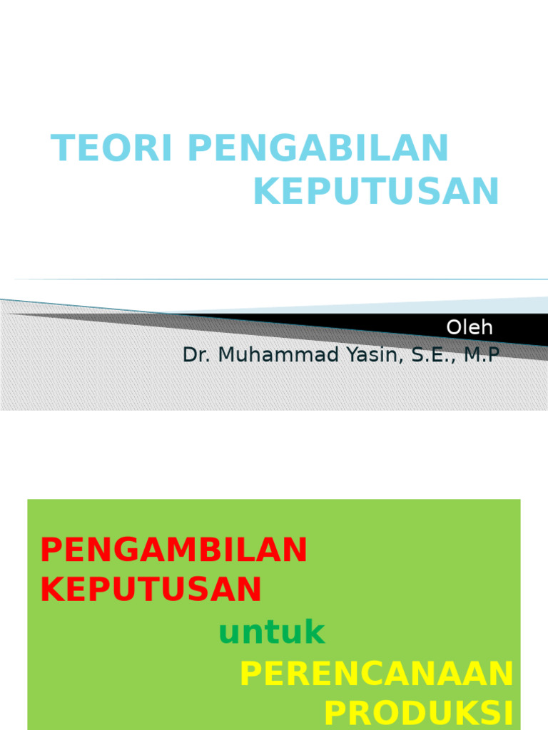Teori Pengambilan Keputusan | PDF
