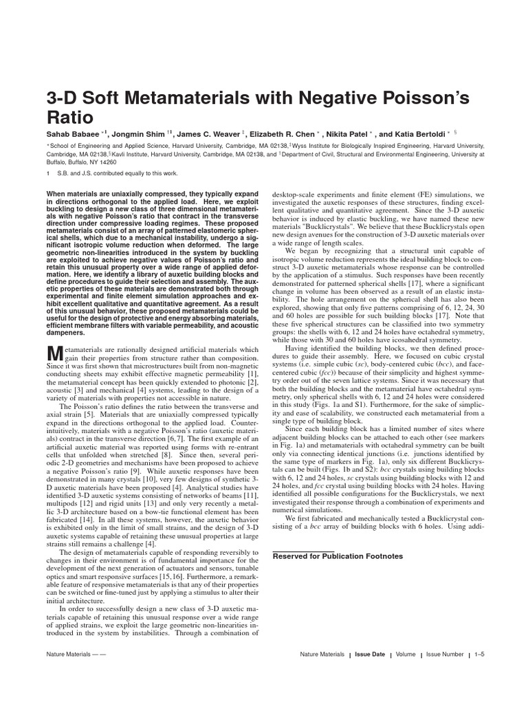 (UnderReview) 3D AuxeticMaterials | PDF | Young's Modulus | Stress ...