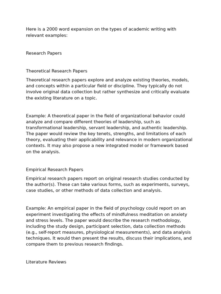 Types of Academic Writing Explained | PDF | Essays | Thesis