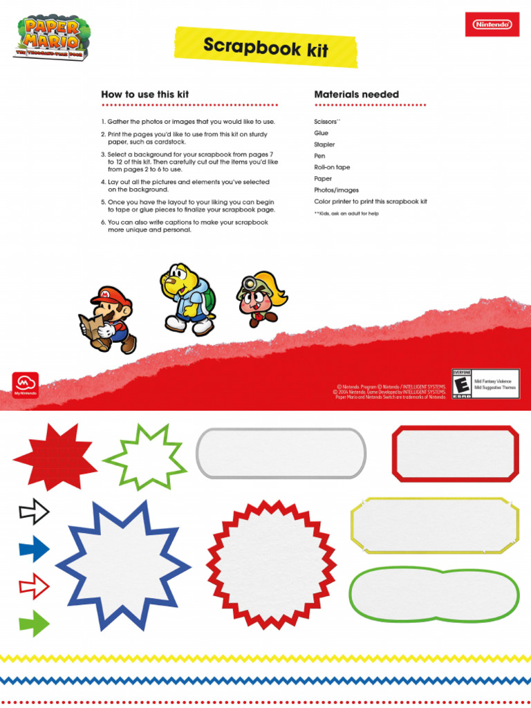 Paper Mario The Thousand Year Door Prinbable Scrapbook | PDF