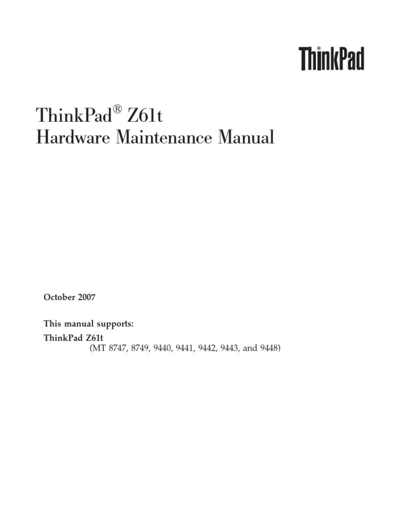 Thinkpad z61t | PDF | High Voltage | Switch