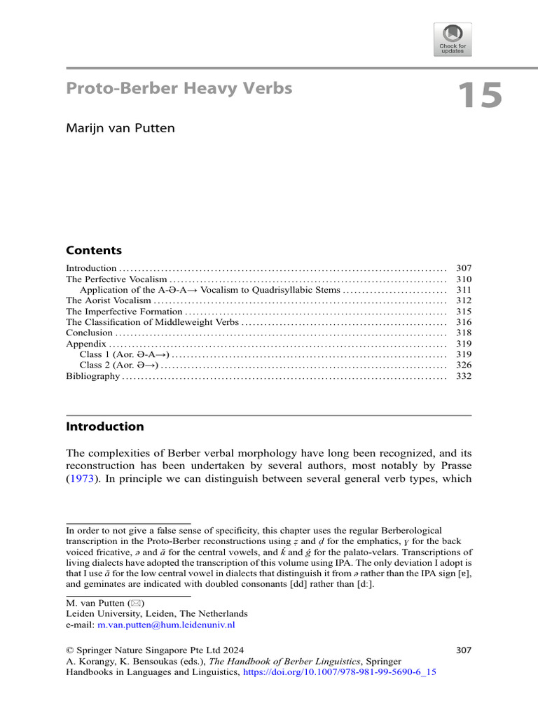 Proto-Berber Heavy Verbs Analysis | PDF | Languages | Foreign Language ...