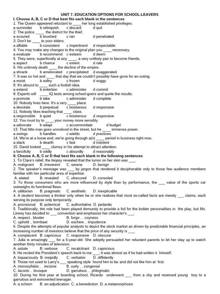 1. UNIT 7_VOCABULARY | PDF