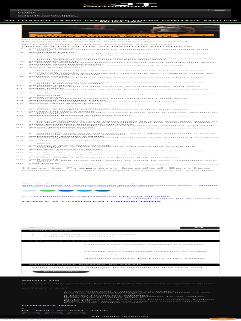 30 Loaded Carry Exercises Every Contact Athlete Must Try | PDF ...
