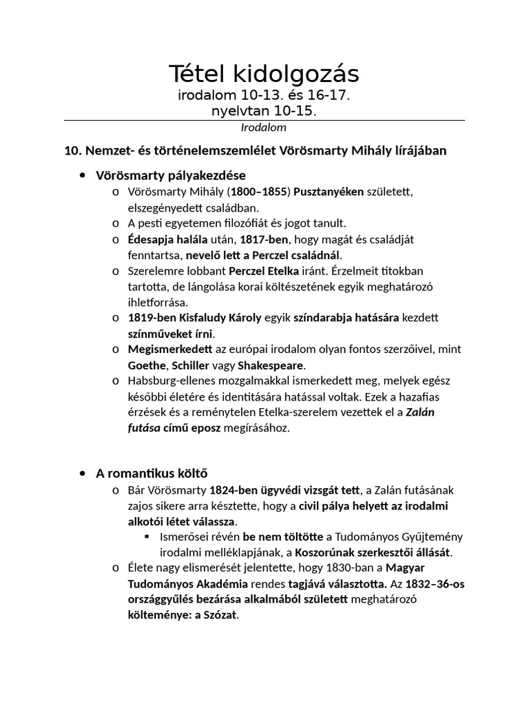 Tétel Kidolgozás (2024.11.10) | PDF