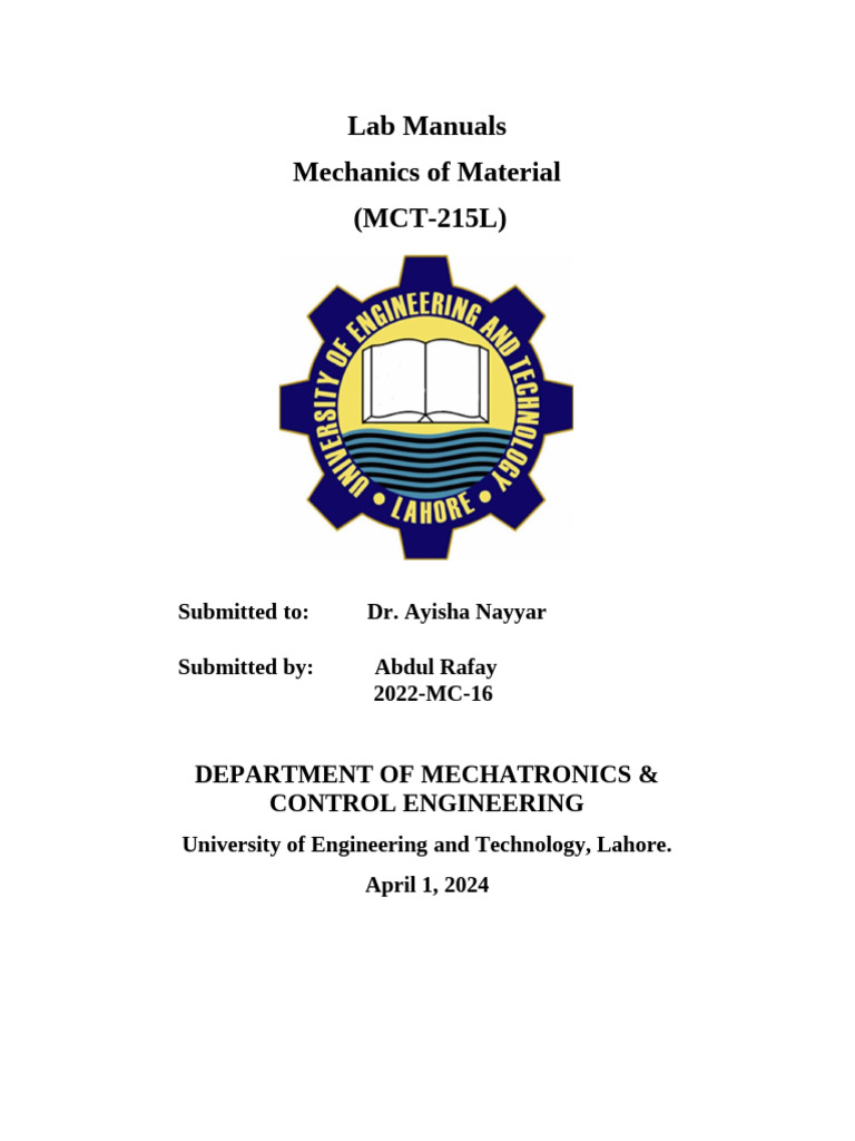 Lab_Manuals | PDF | Stress (Mechanics) | Deformation (Engineering)