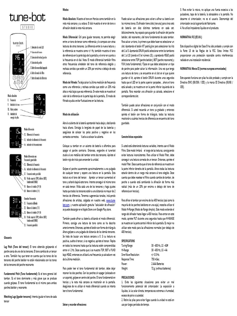 Manual de uso de Tune-Bot Studio | PDF | Hertz