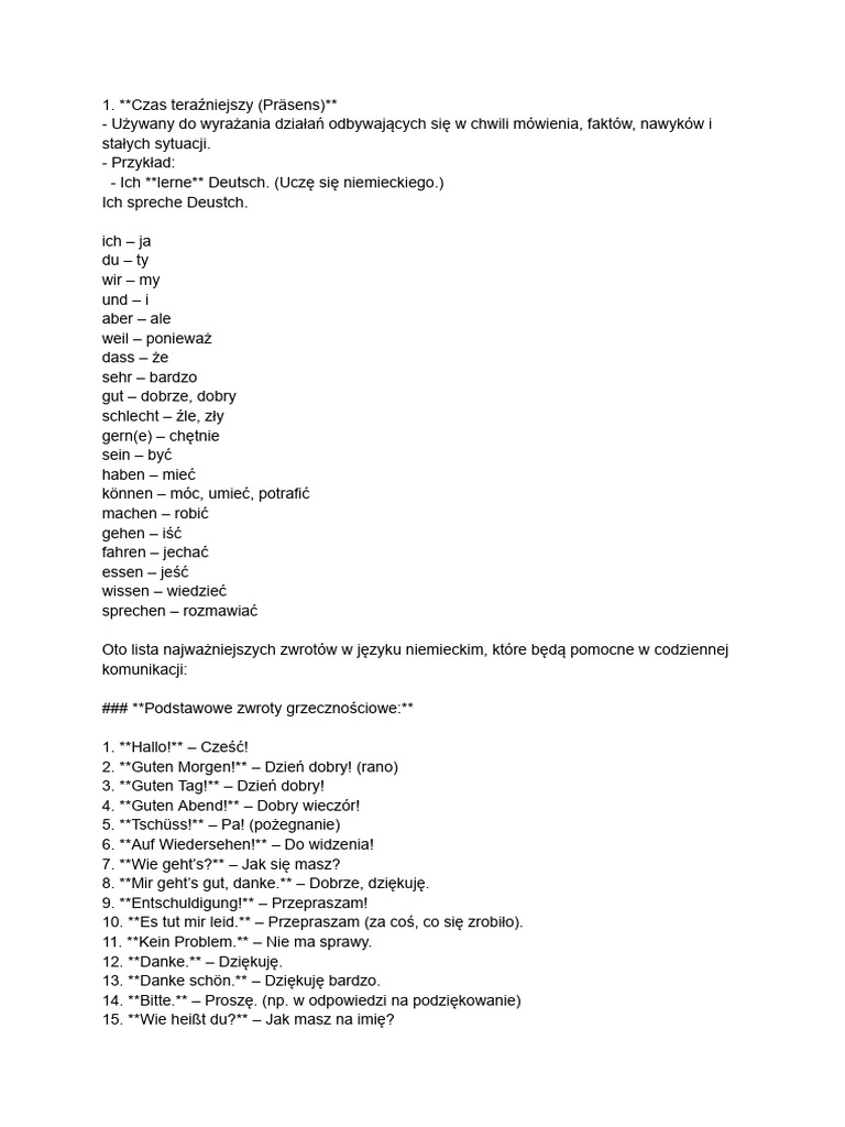 Niemiecki 1 Lekcja | PDF