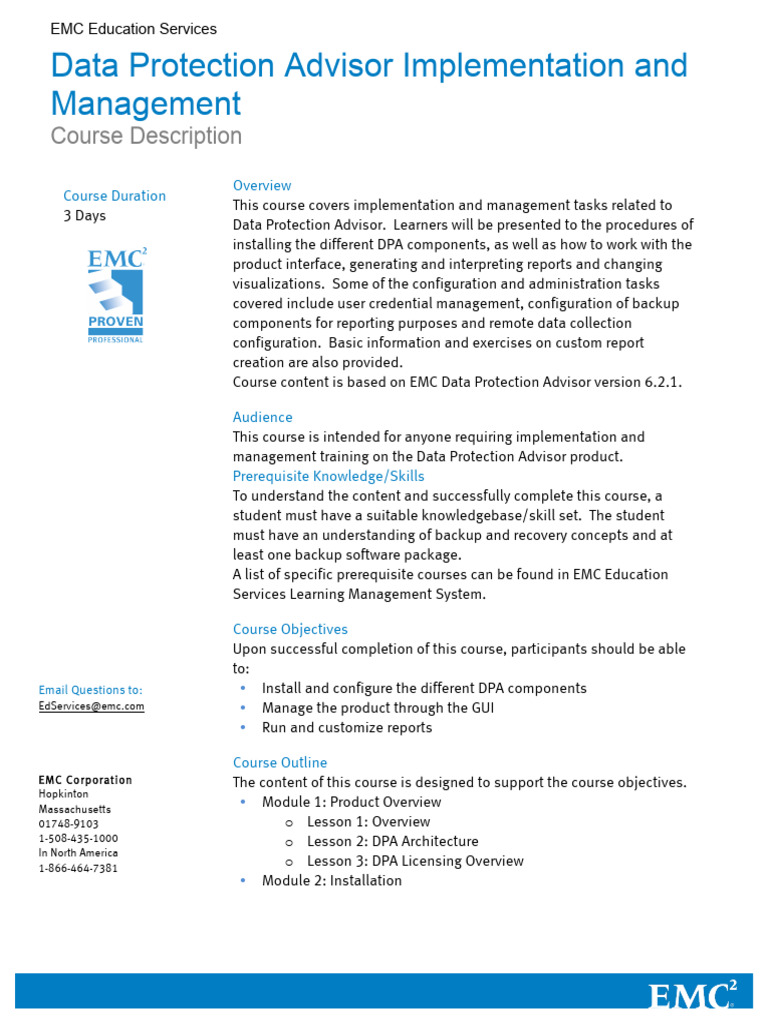 Data Protection Advisor Implementation and Management | PDF ...