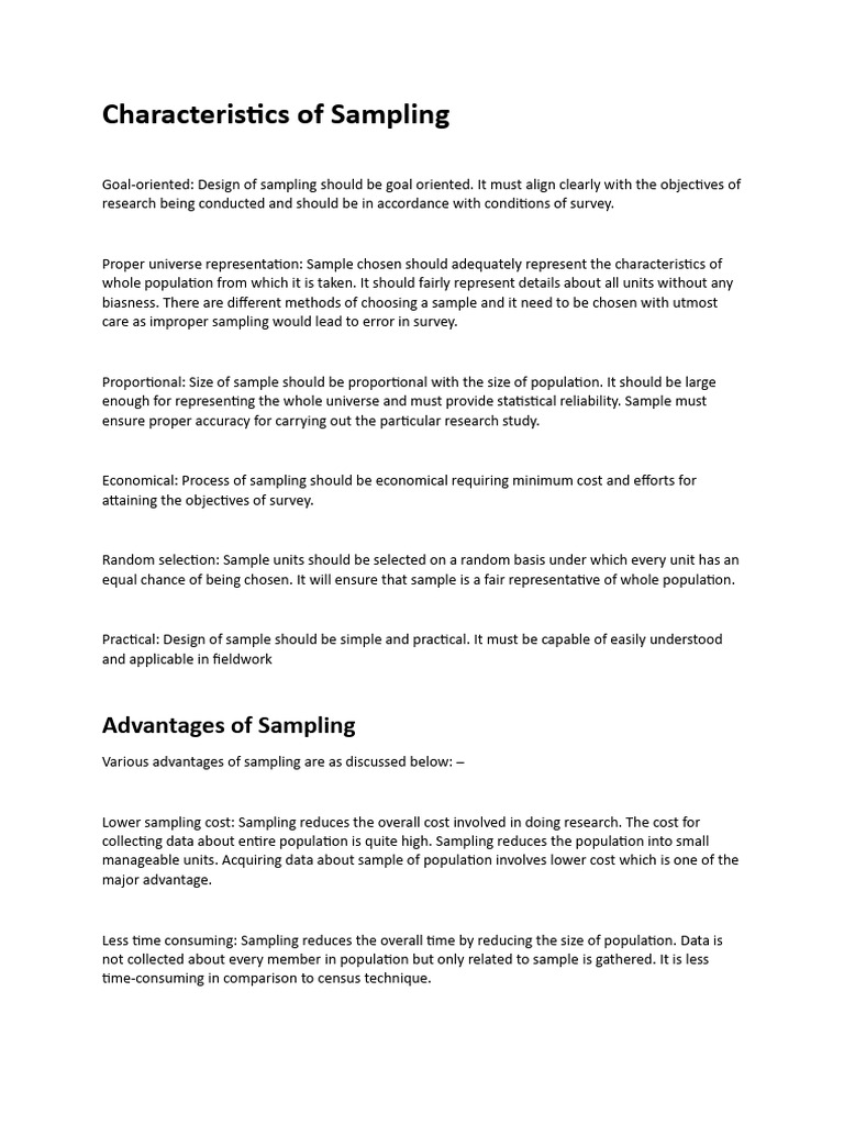 Key Characteristics of Sampling | PDF | Sampling (Statistics) | Survey ...