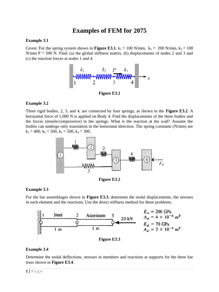 Examples of FEM For 2075 | PDF | Mechanical Engineering | Mechanics