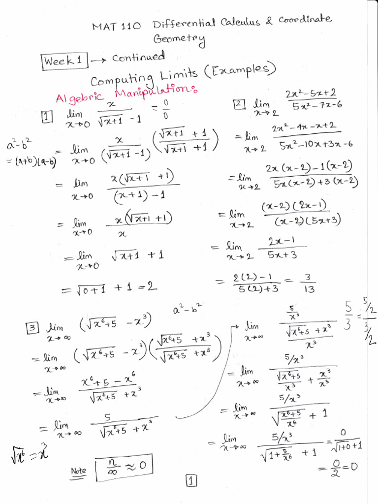Limit (Examples) (Hand Written) | PDF | Teaching Methods & Materials
