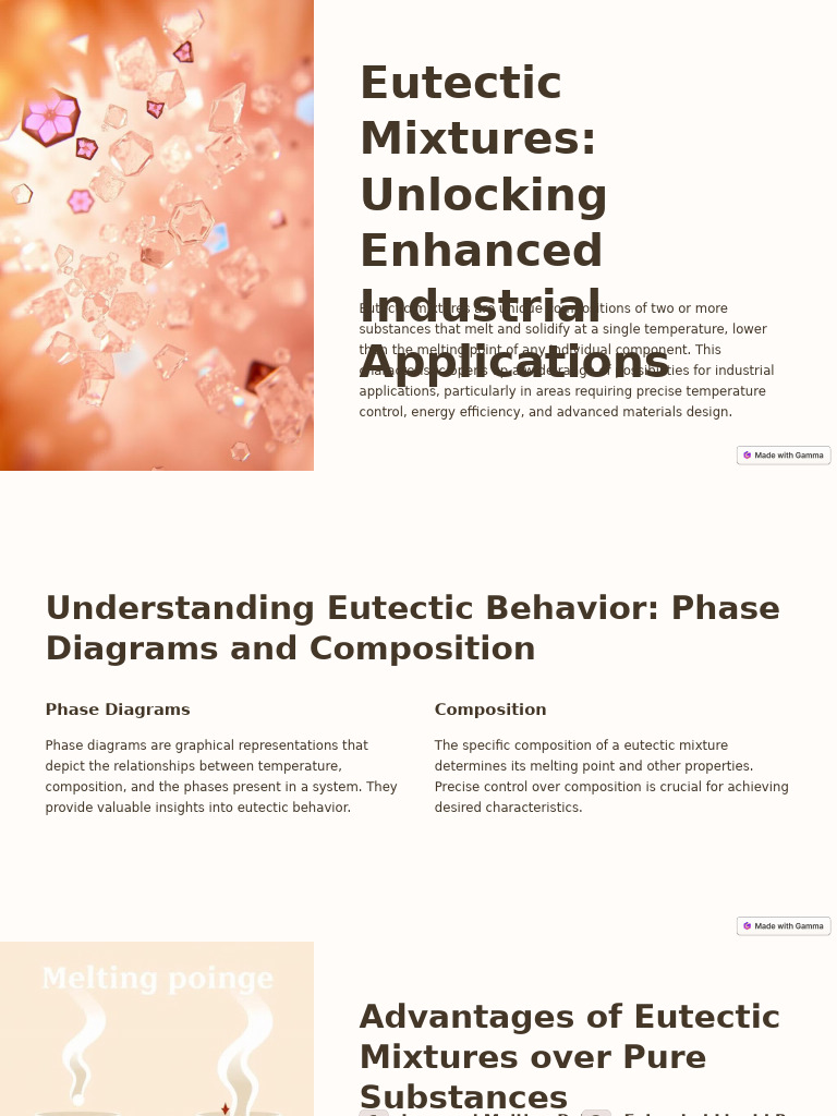 Eutectic Mixtures Unlocking Enhanced Industrial Applications | PDF | Melting Point | Heat
