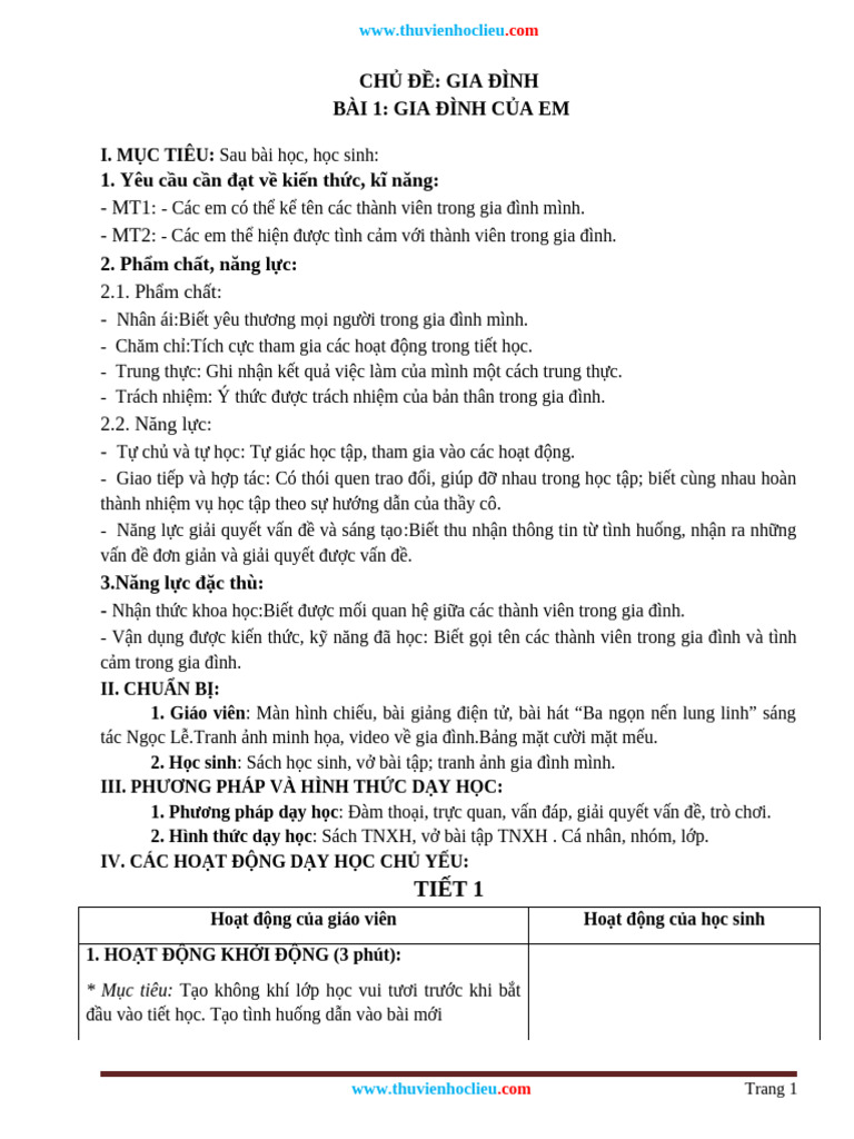 GA CA Nam TN XH LOP 1 CANH DIEU | PDF