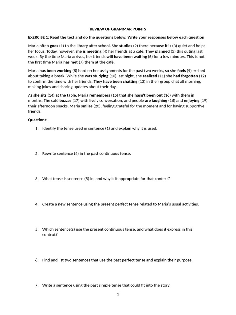 Review of Grammar Points Gae | PDF